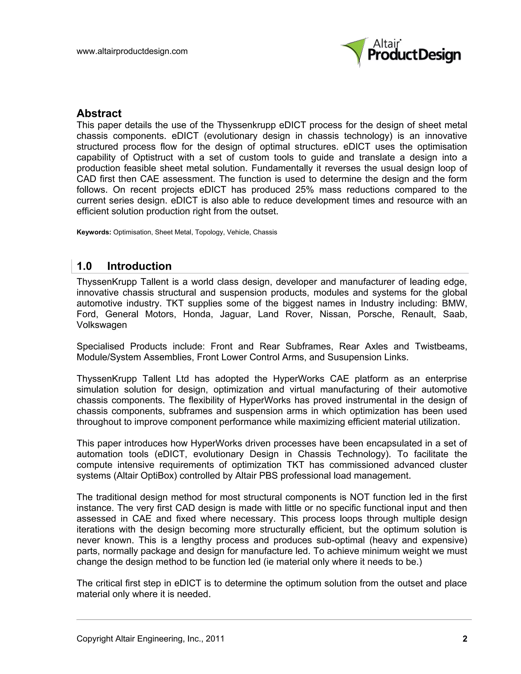 Thyssenkrupp Tallent - Evolutionary Design in Chassis Technology | PDF