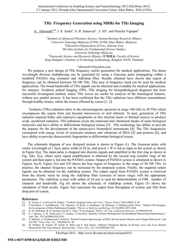 T hz frequency generation using mrrs for thz imaging, | PDF