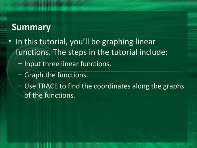 TI-84--Tutorial--Linear Functions | PPT
