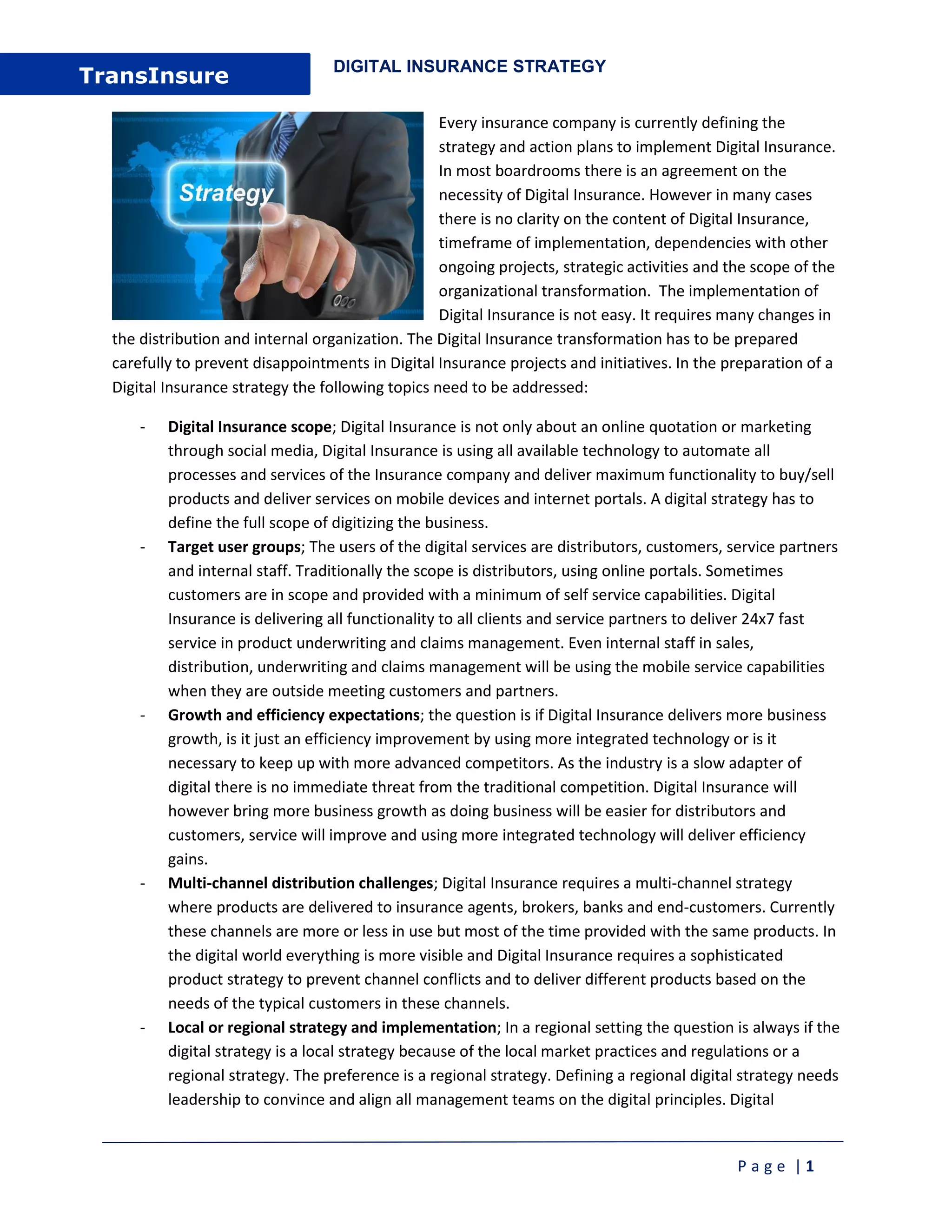 Digital Insurance strategy | PDF