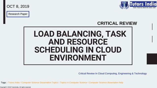 LOAD BALANCING, TASK AND RESOURCE SCHEDULING IN CLOUD ENVIRONMENT | PPT