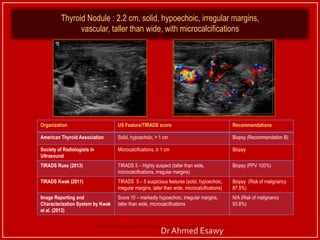 TIRADS (thyroid nodule imaging reporting and data system) Dr Ahmed ...