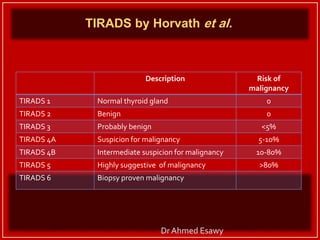 TIRADS (thyroid nodule imaging reporting and data system) Dr Ahmed ...