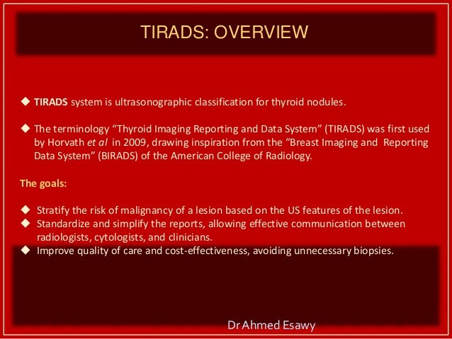 TIRADS (thyroid nodule imaging reporting and data system) Dr Ahmed E…