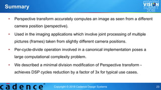 "The Perspective Transform in Embedded Vision," a Presentation from ...