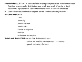 TIA-Transient Ischemic Attack, a case study | PPTX