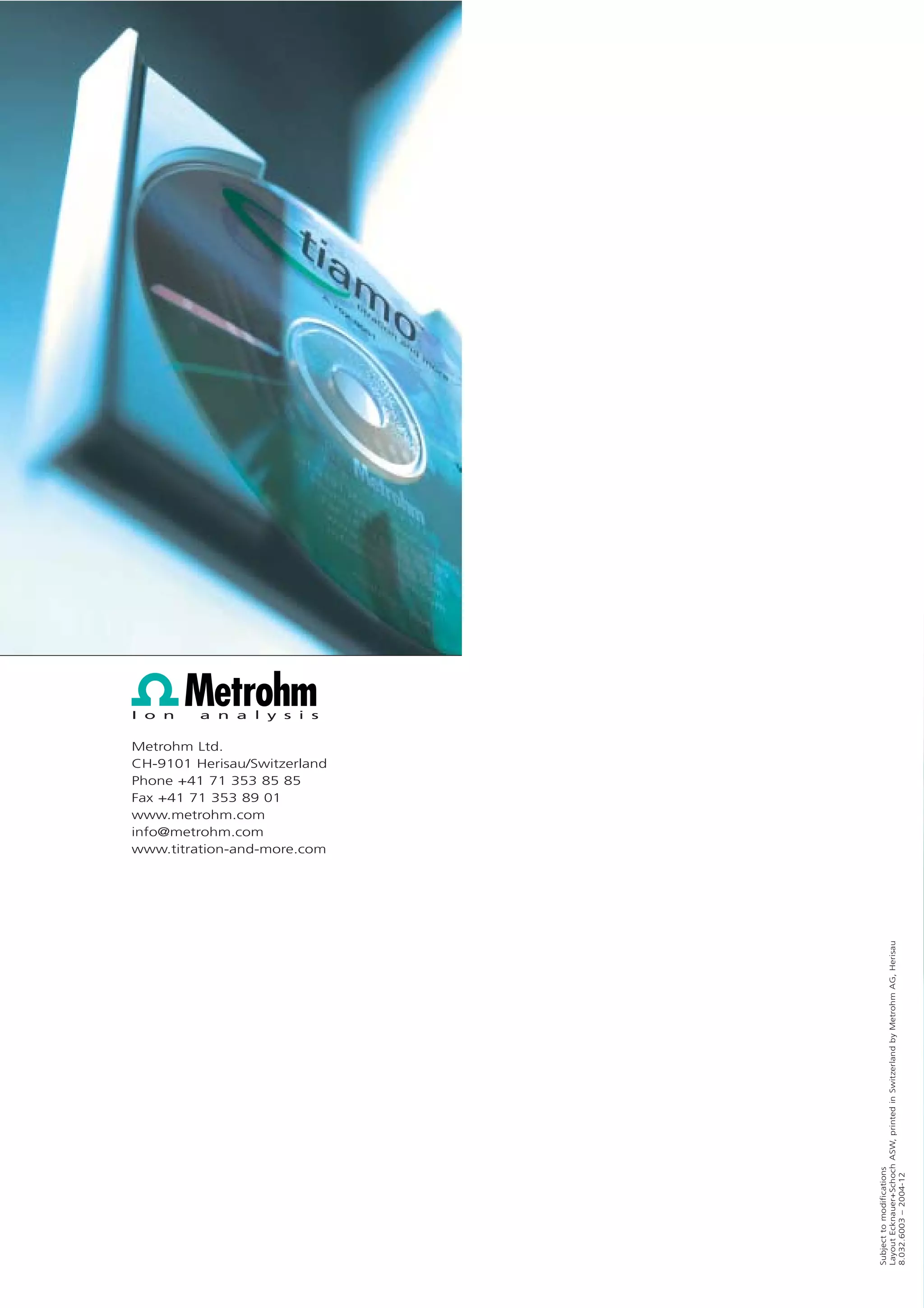 Tiamo software from Metrohm | PDF
