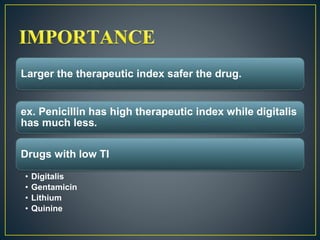 Therapeutic Index of drugs and Factors modifying drug action | PPTX