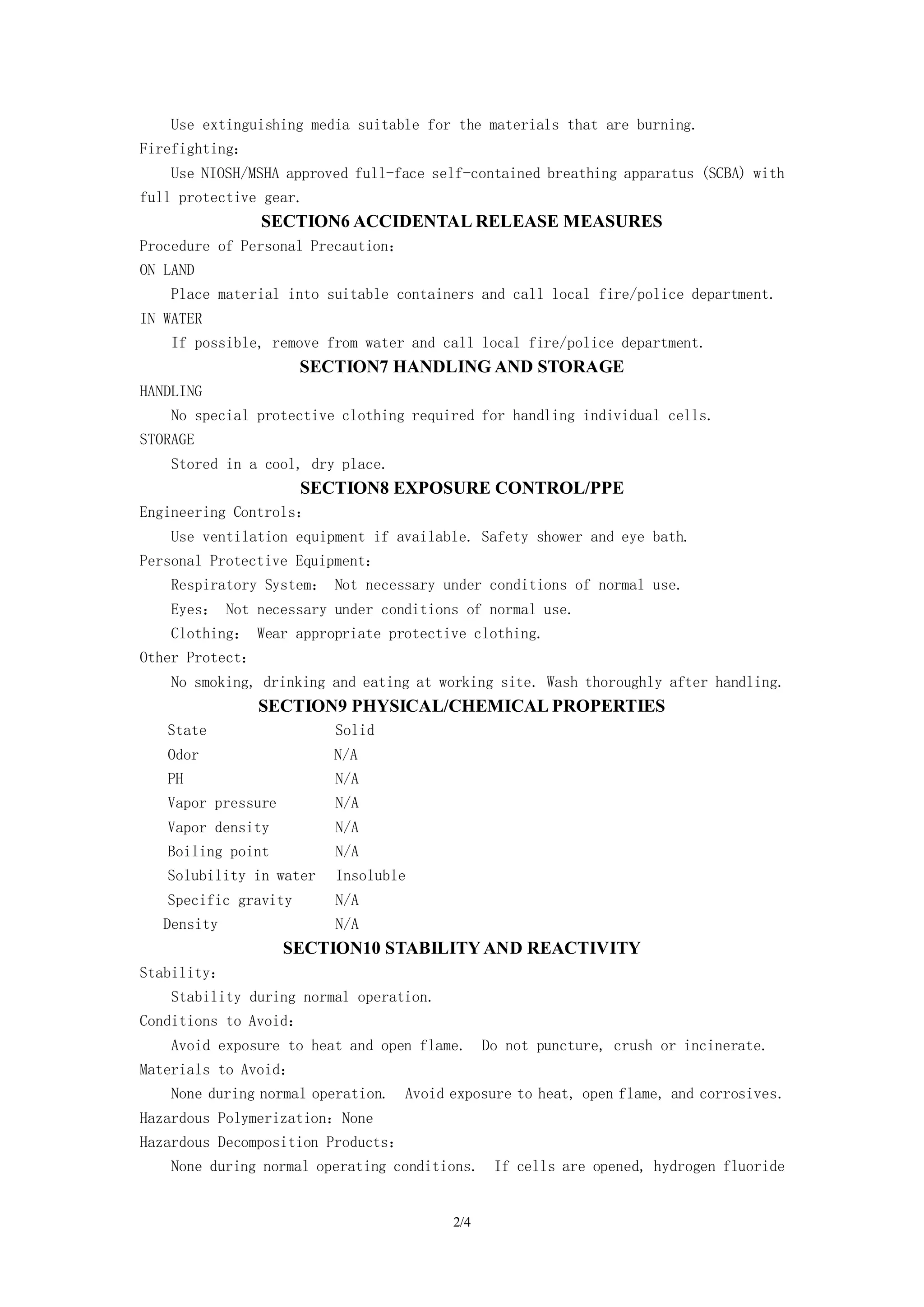 Tianjin Lishen Lithium Battery MSDS-Minimate Pro.pdf | First Aid | Injuries