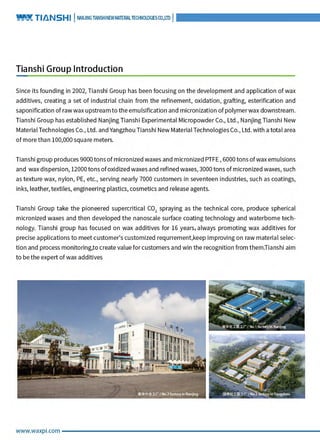 Tianshi Wax for printing inks & coatings | PDF