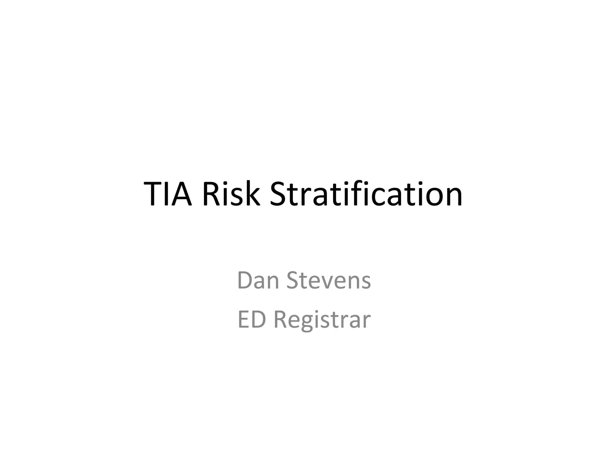 TIA risk stratification | PPT