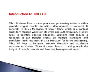 TIBCO Business Events Training | PPTX