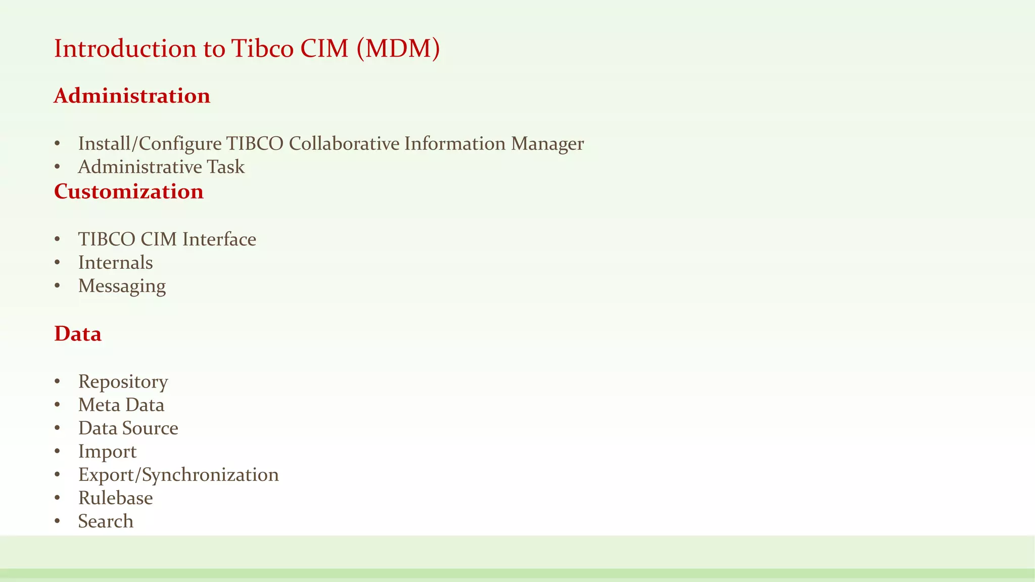 Tibco cim (mdm) onlin training | PPT