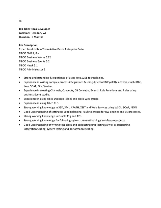 Tibco Developer | DOC