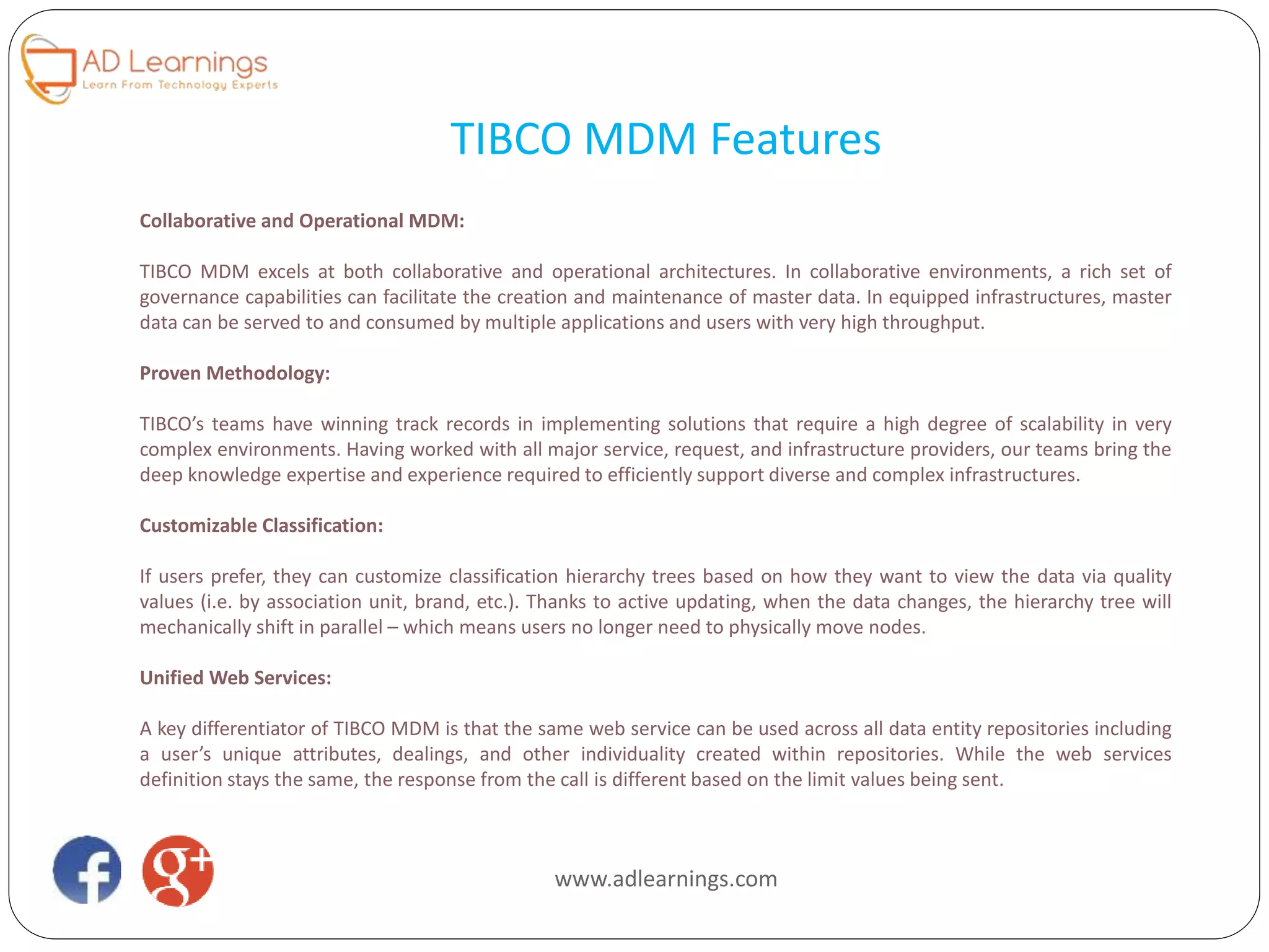 Tibco mdm features | PPTX