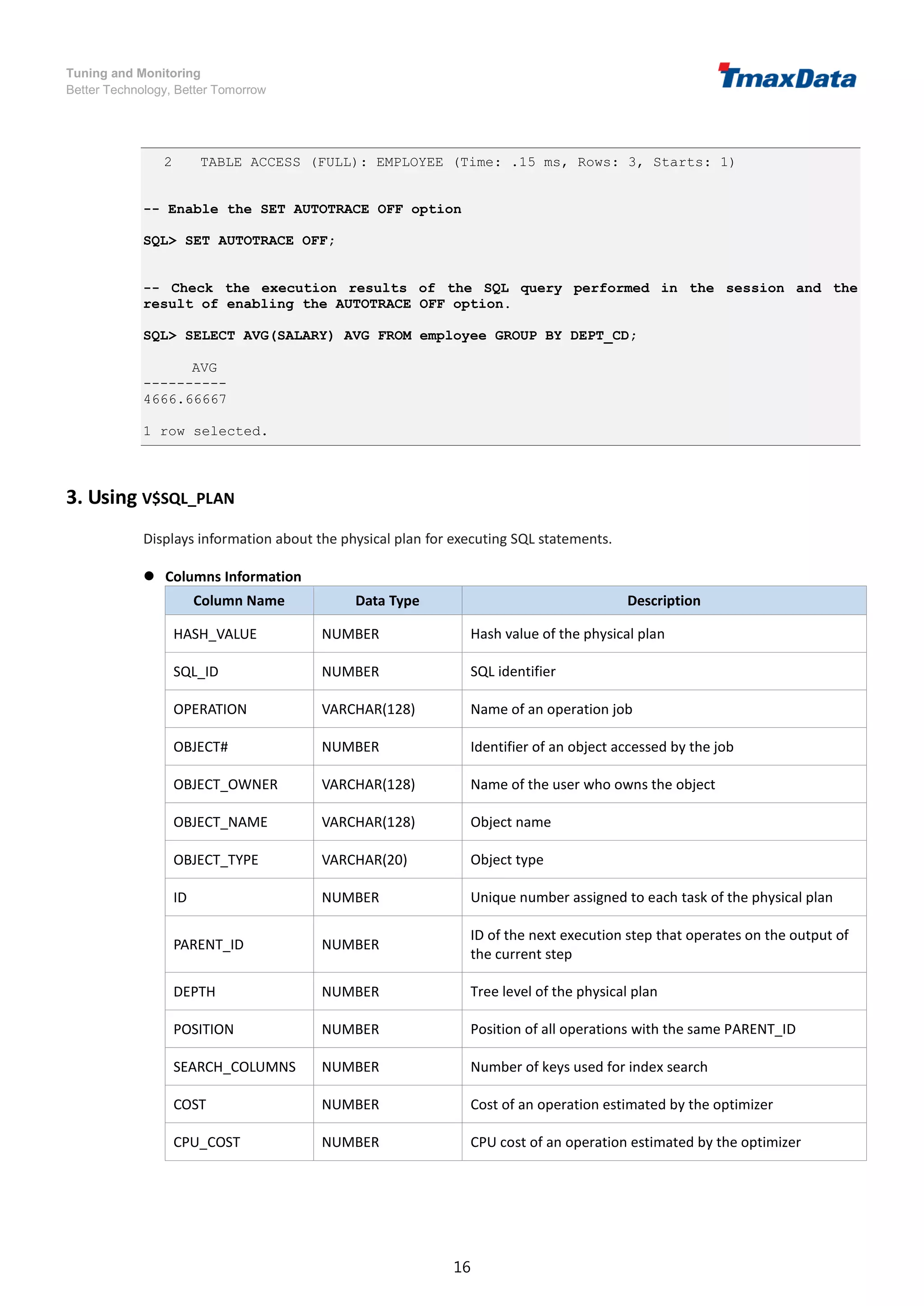 Tibero sql execution plan guide en | PDF