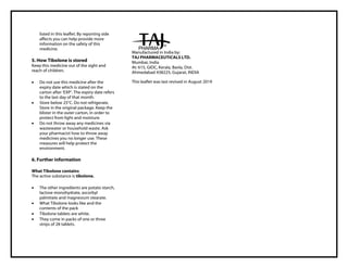 Tibolone 2.5mg tablets pil, taj pharmaceuticals. | PPT