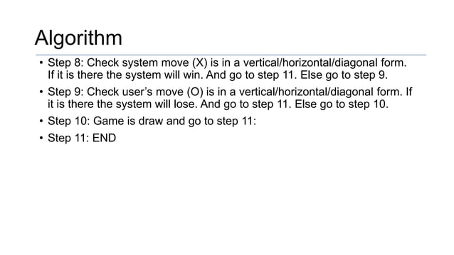 AI based Tic Tac Toe game using Minimax Algorithm | PPTX