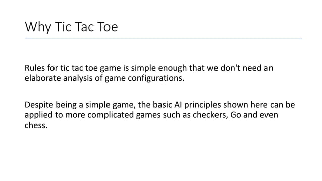 AI based Tic Tac Toe game using Minimax Algorithm | PPTX