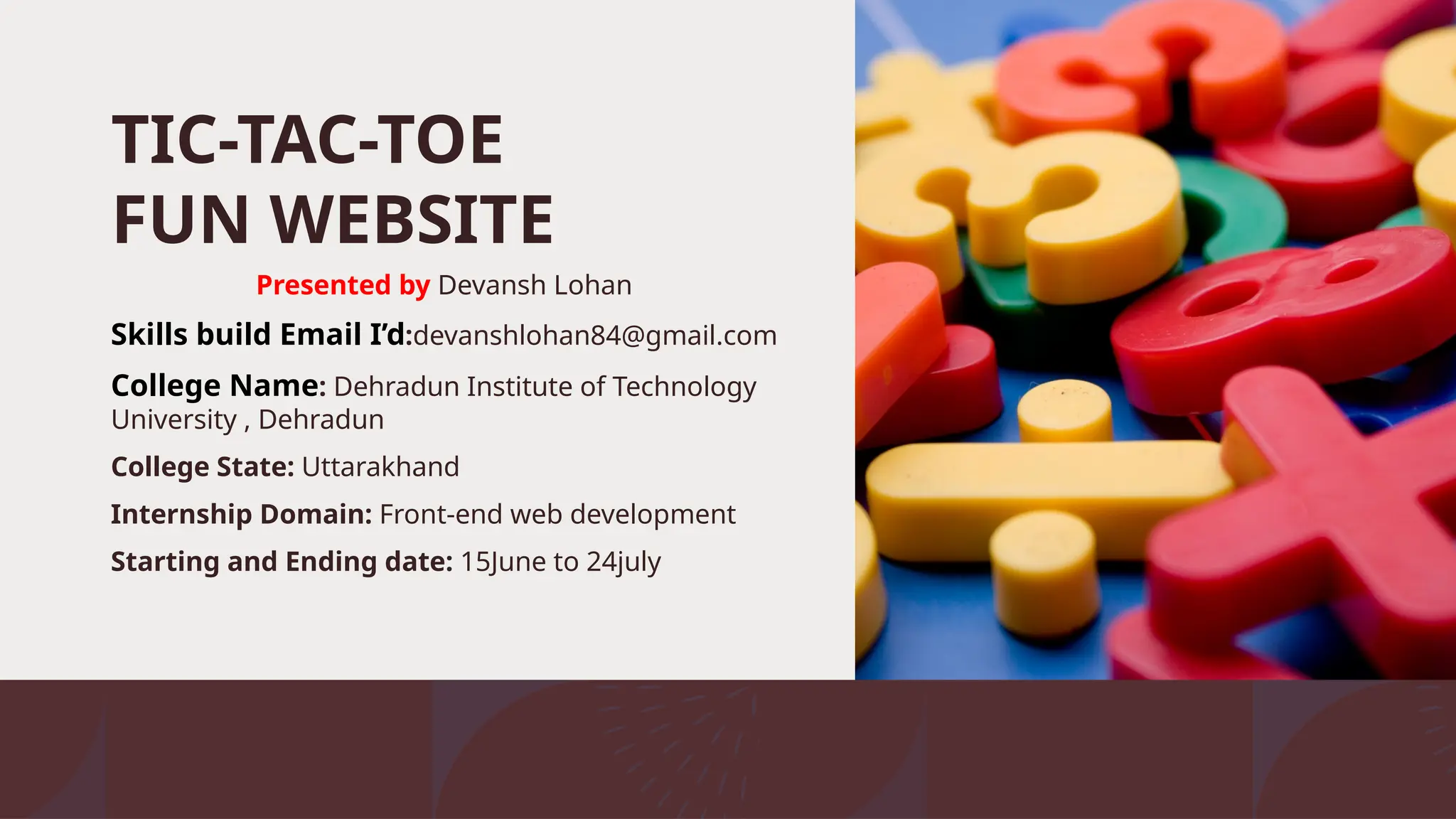 TIC-TAC-TOE.pptx project based on html and css | PPTX