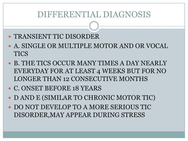 Tic disorder | PPTX | Brain and Nervous System Disorders | Diseases and ...