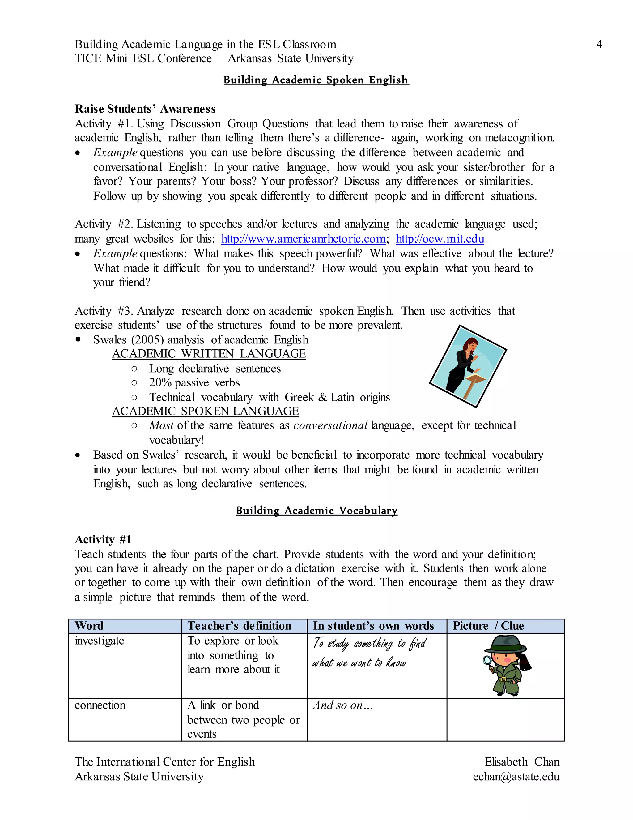 TICE - Building Academic Language in the Classroom | DOCX