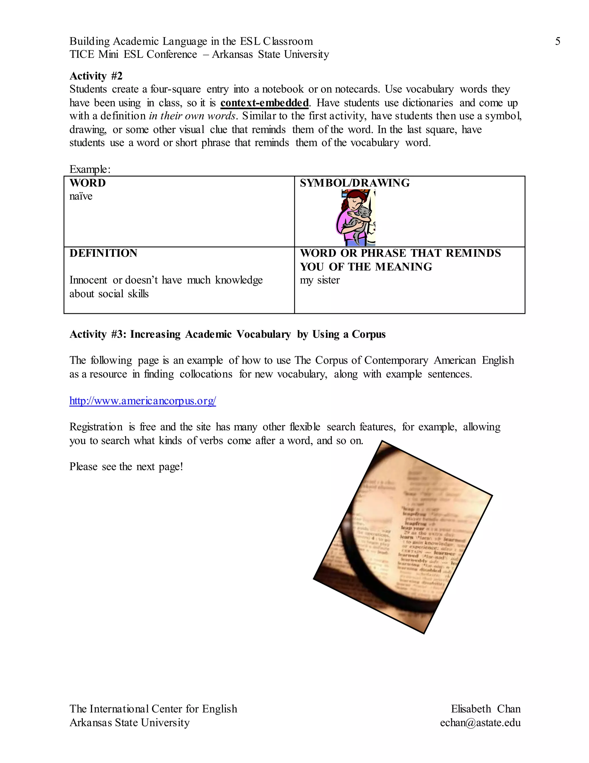 TICE - Building Academic Language in the Classroom | DOCX