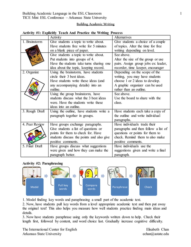 TICE - Building Academic Language in the Classroom | DOCX | Homework ...