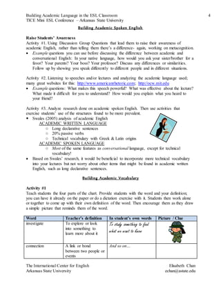 TICE - Building Academic Language in the Classroom | DOCX
