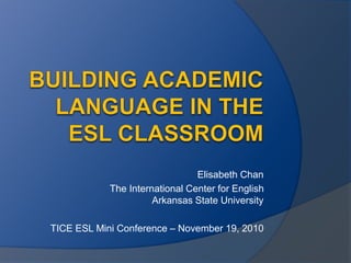 TICE - Building Academic Language in the Classroom Handout | PPTX ...
