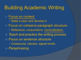 TICE - Building Academic Language in the Classroom Handout | PPTX | Education