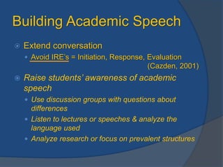 TICE - Building Academic Language in the Classroom Handout | PPTX ...