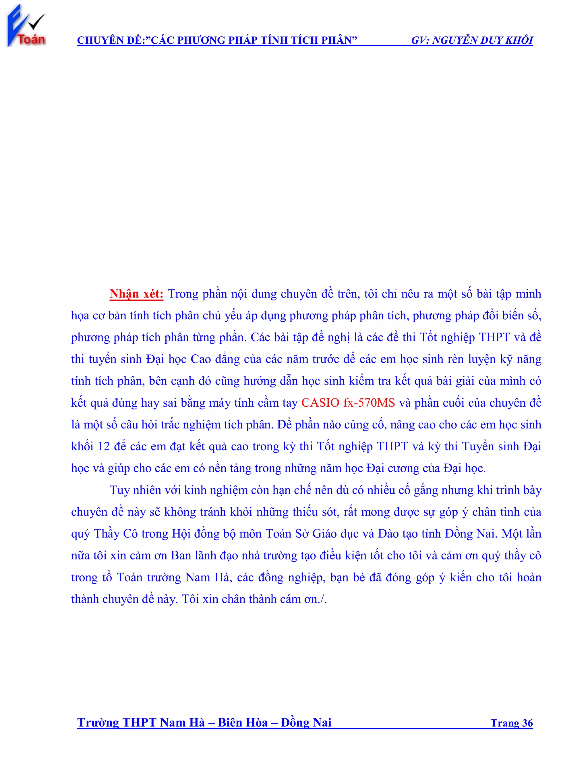 Tich phan %28 nguyen duy khoi%29 | PDF