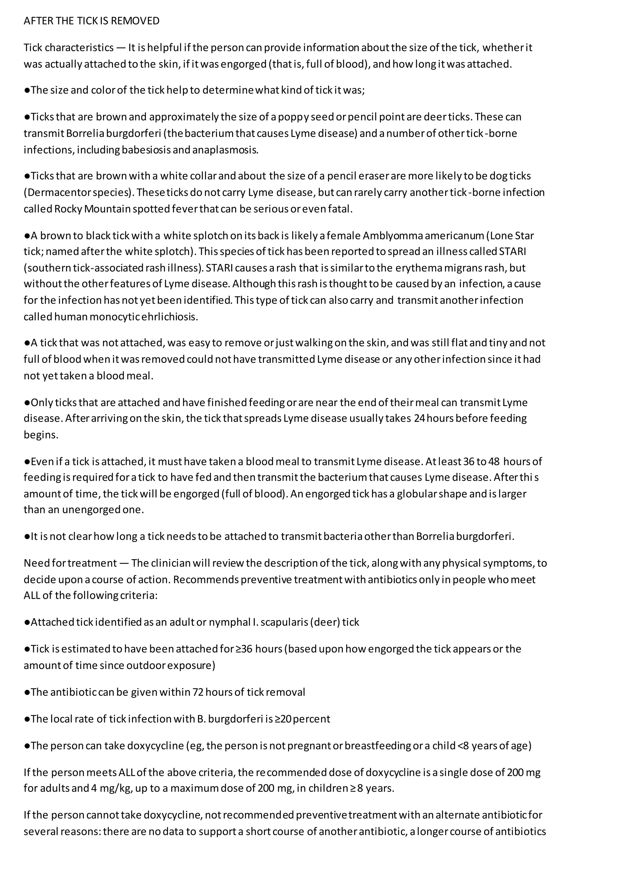 Tick bite ; first aid | DOCX