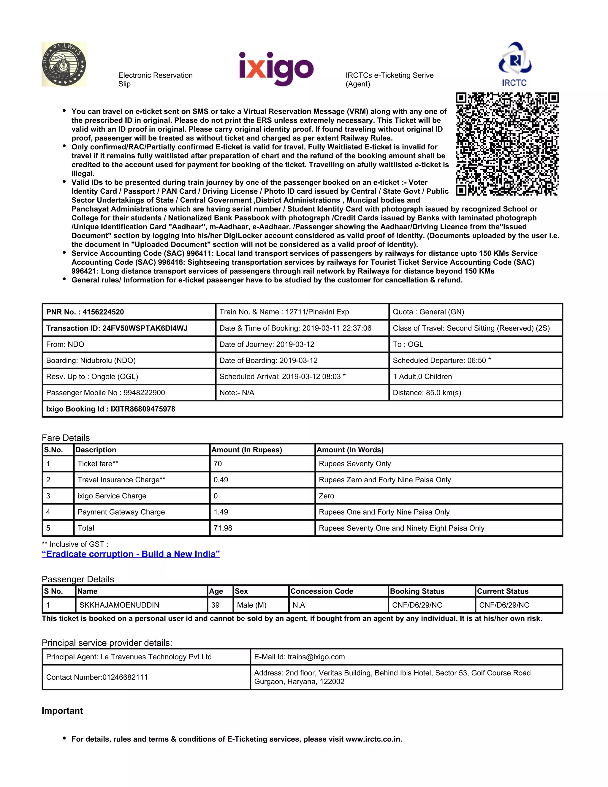 IRCTC TICKET BOOKING PROCESS KHAJA MOENUDDIN ADVOCATE | PDF