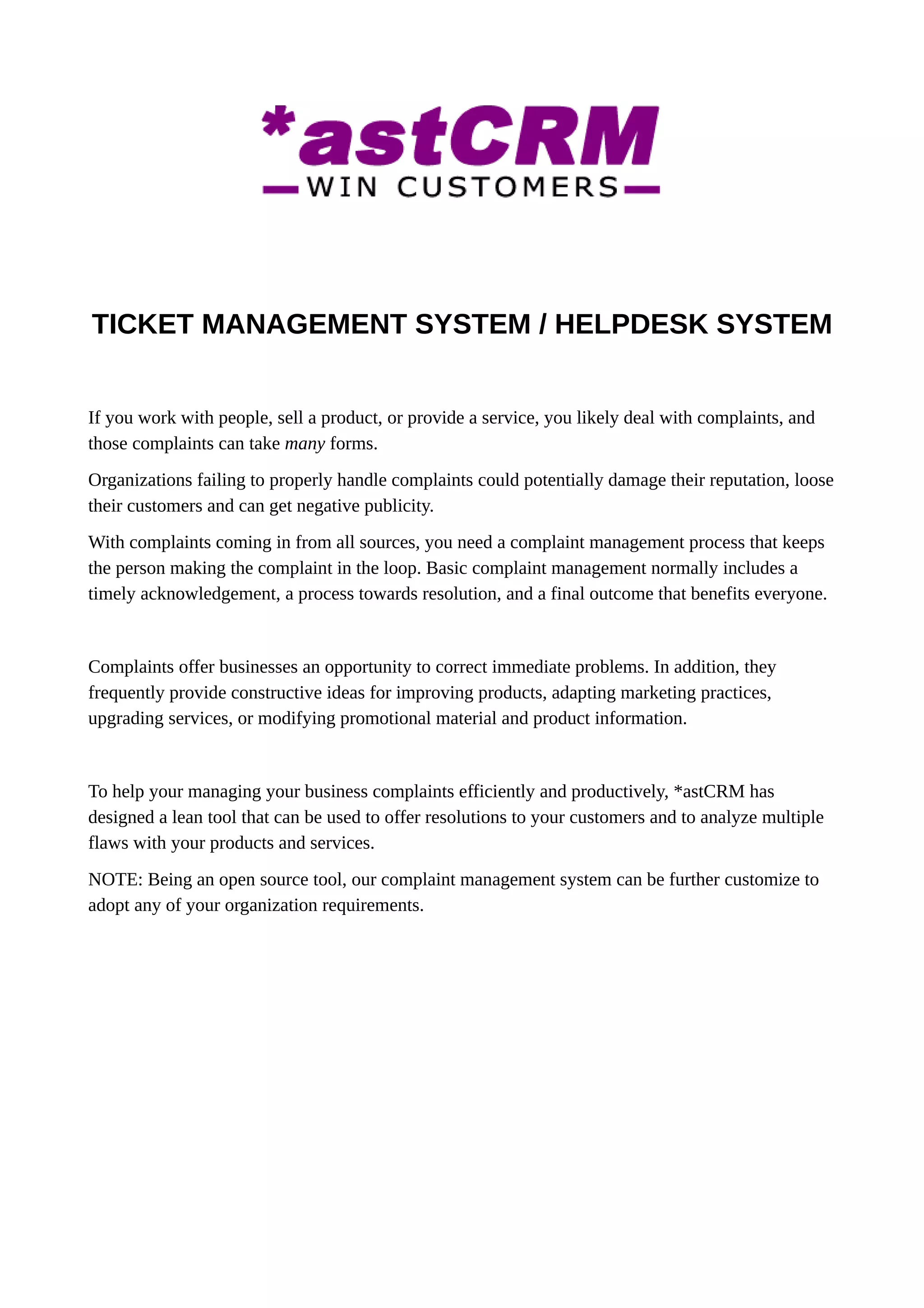 Ticket management solution | PDF