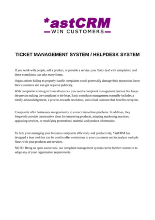 Ticket management solution | PDF