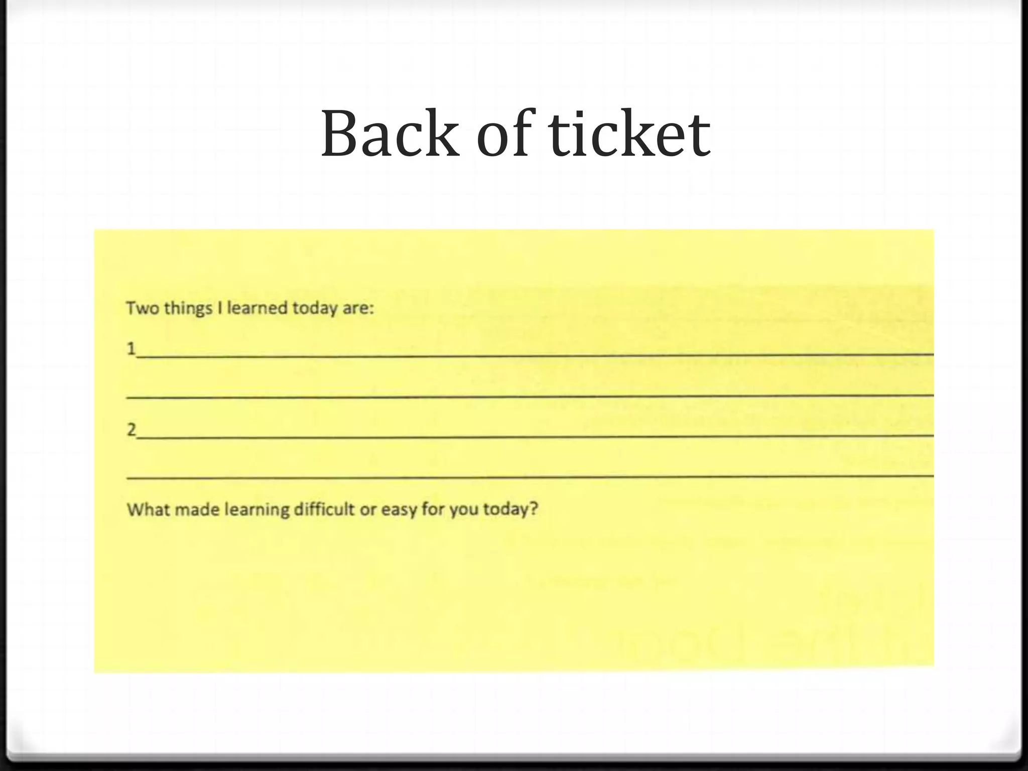 Ticket out the door | PPTX | Educational Assessment | Education