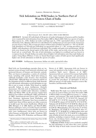 Tick infestation on wild snakes in northern part of western pranav ...