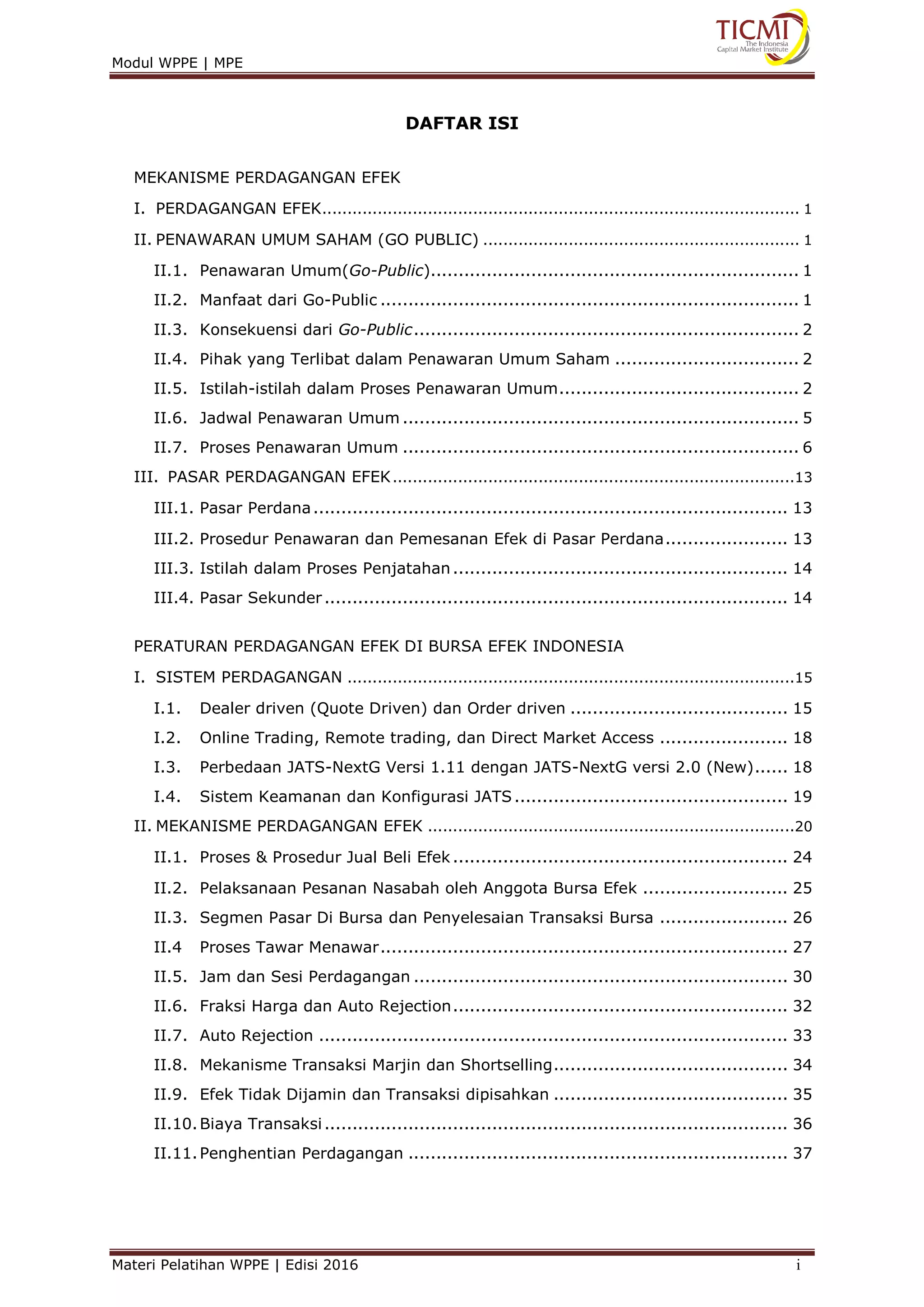 Ticmi mpe-mekanisme perdagangan efek | PDF