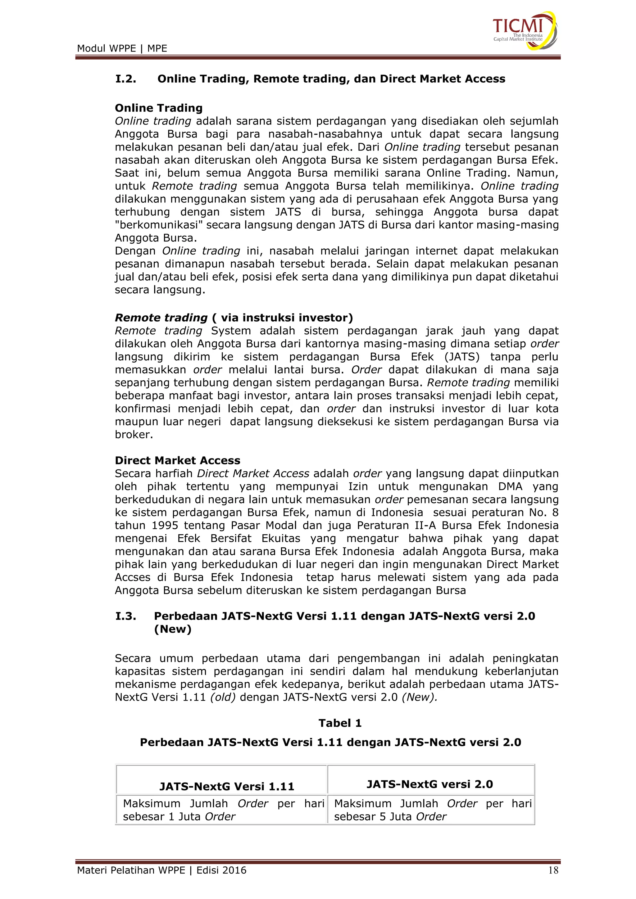 Ticmi mpe-mekanisme perdagangan efek | PDF