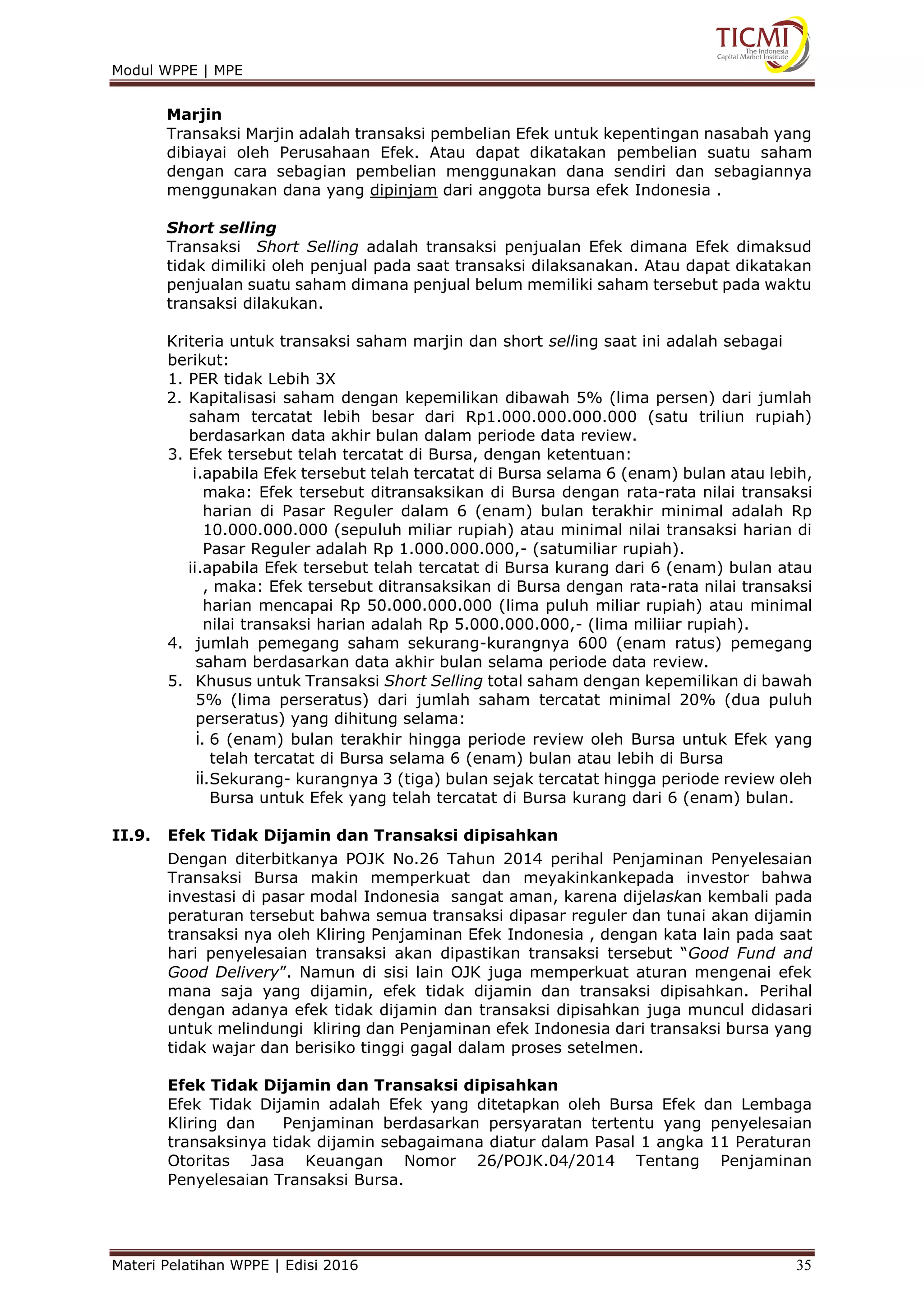 Ticmi mpe-mekanisme perdagangan efek | PDF