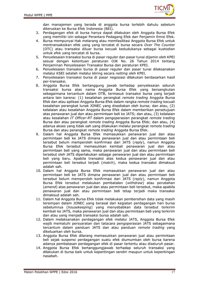 Ticmi mpe-mekanisme perdagangan efek | PDF