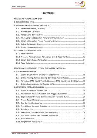 Ticmi mpe-mekanisme perdagangan efek | PDF