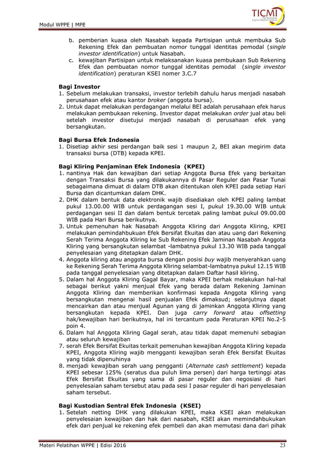 Ticmi mpe-mekanisme perdagangan efek | PDF