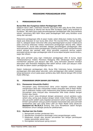 Ticmi mpe-mekanisme perdagangan efek | PDF