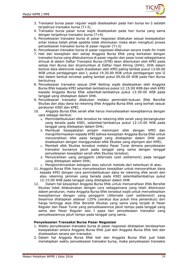 Ticmi mpe-mekanisme perdagangan efek | PDF