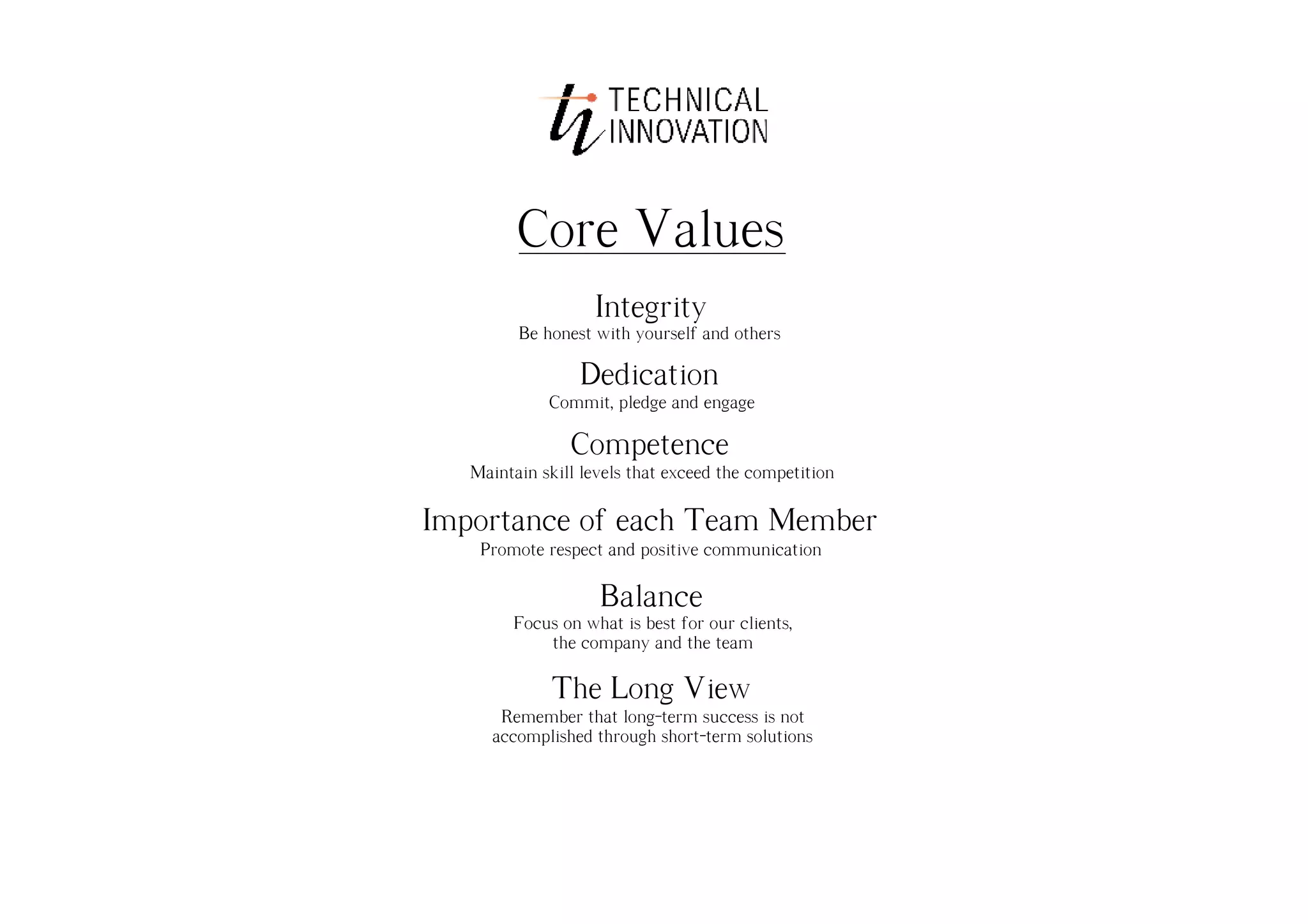 TI Core Values | PPT