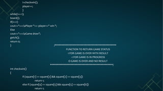 Tic tac toe c++ programing | PPT