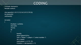 Tic tac toe c++ programing | PPT